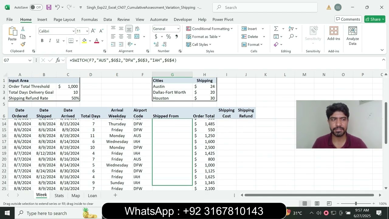 Exp22_Excel_Ch07_CumulativeAssessment_Variation_Shipping | Excel Chapter 7 Cumulative Assessment