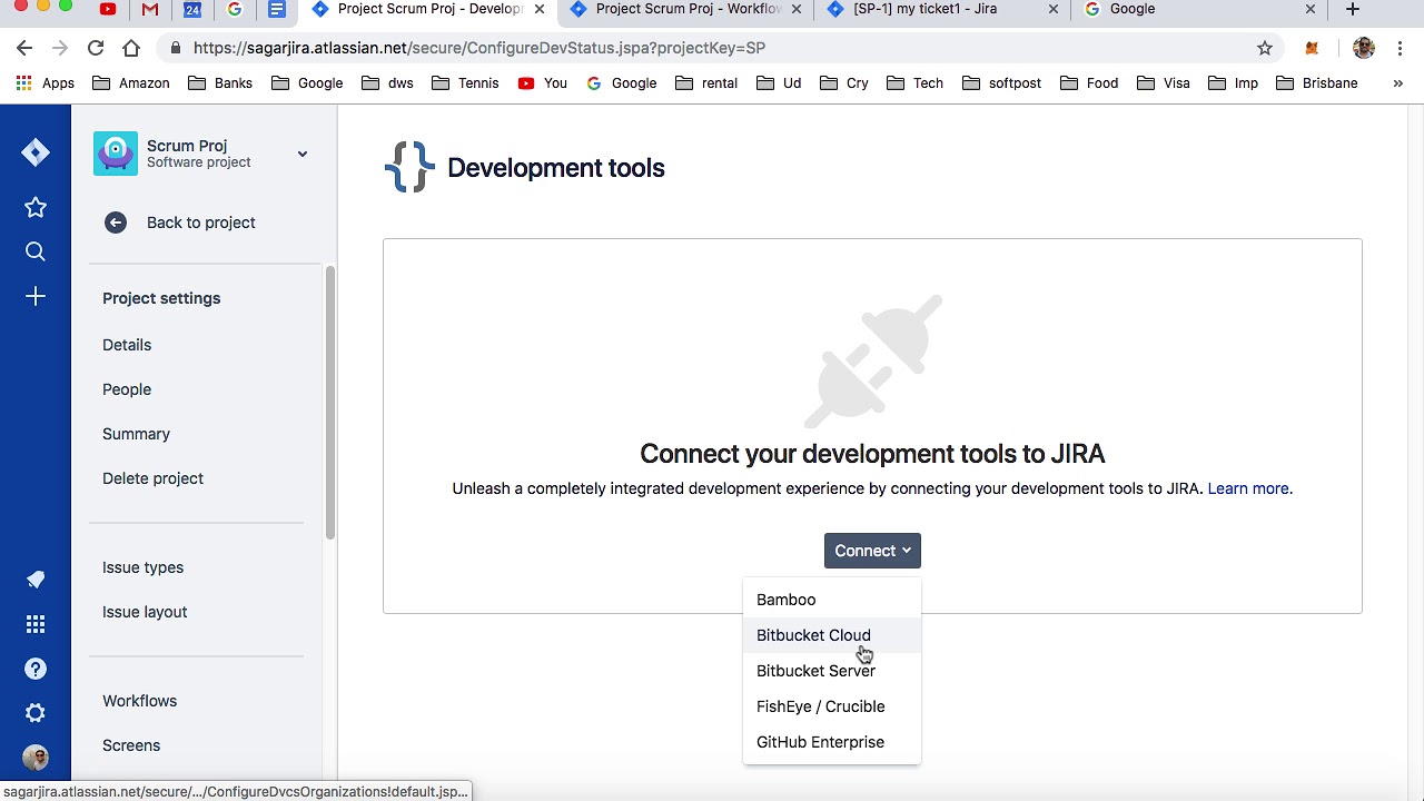 How to integrate devlopment tools like bamboo, github in Jira