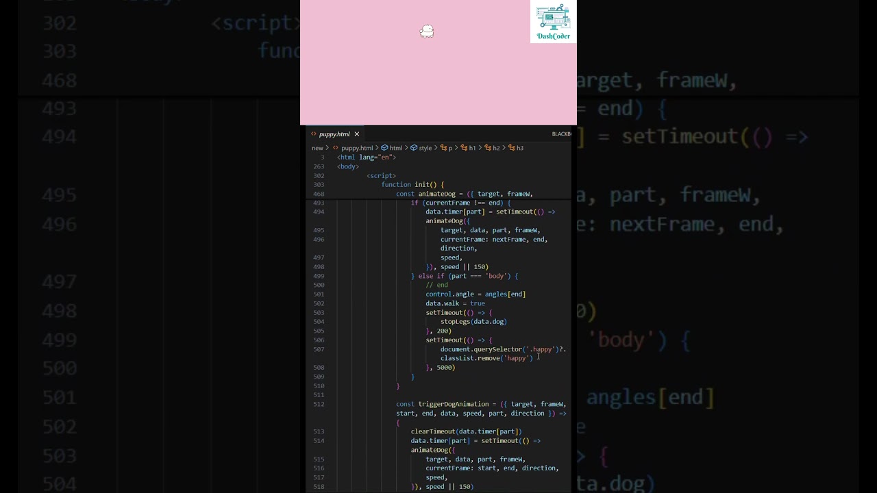 🐾 Cute Pixel Dog Animation | Walk & Wag Tail in HTML + CSS + JS 🐶✨ #coding #javascript #css