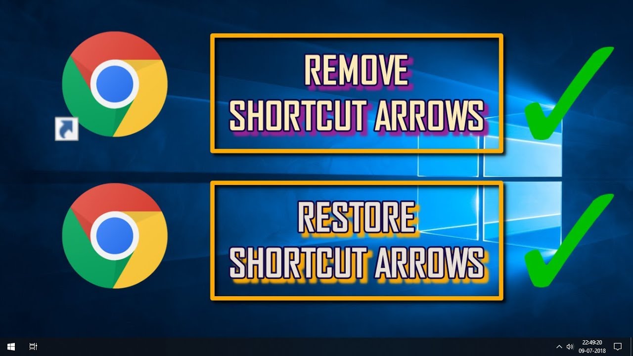 HOW TO REMOVE & RESTORE SHORTCUT ICON ARROWS USING STRING VALUE | WINDOWS 10 TIPS