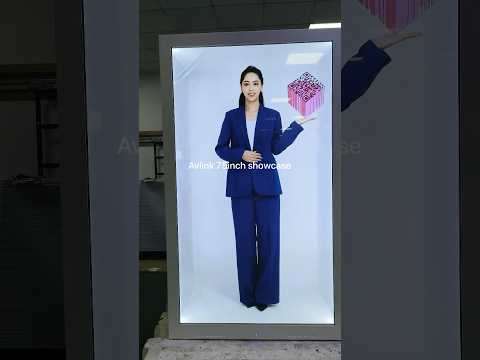 75inch transparent LCD showcase 3D Touch screen digital signage with AI software factory price