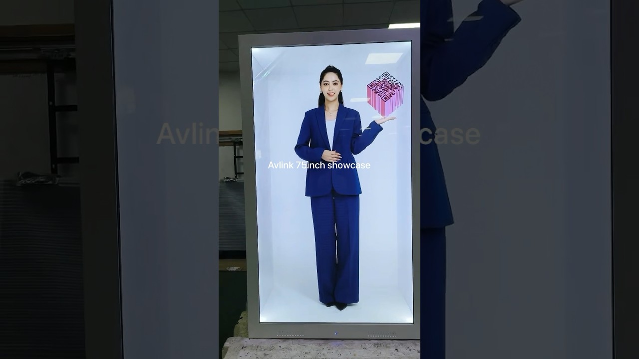 75inch transparent LCD showcase 3D Touch screen digital signage with AI software factory price
