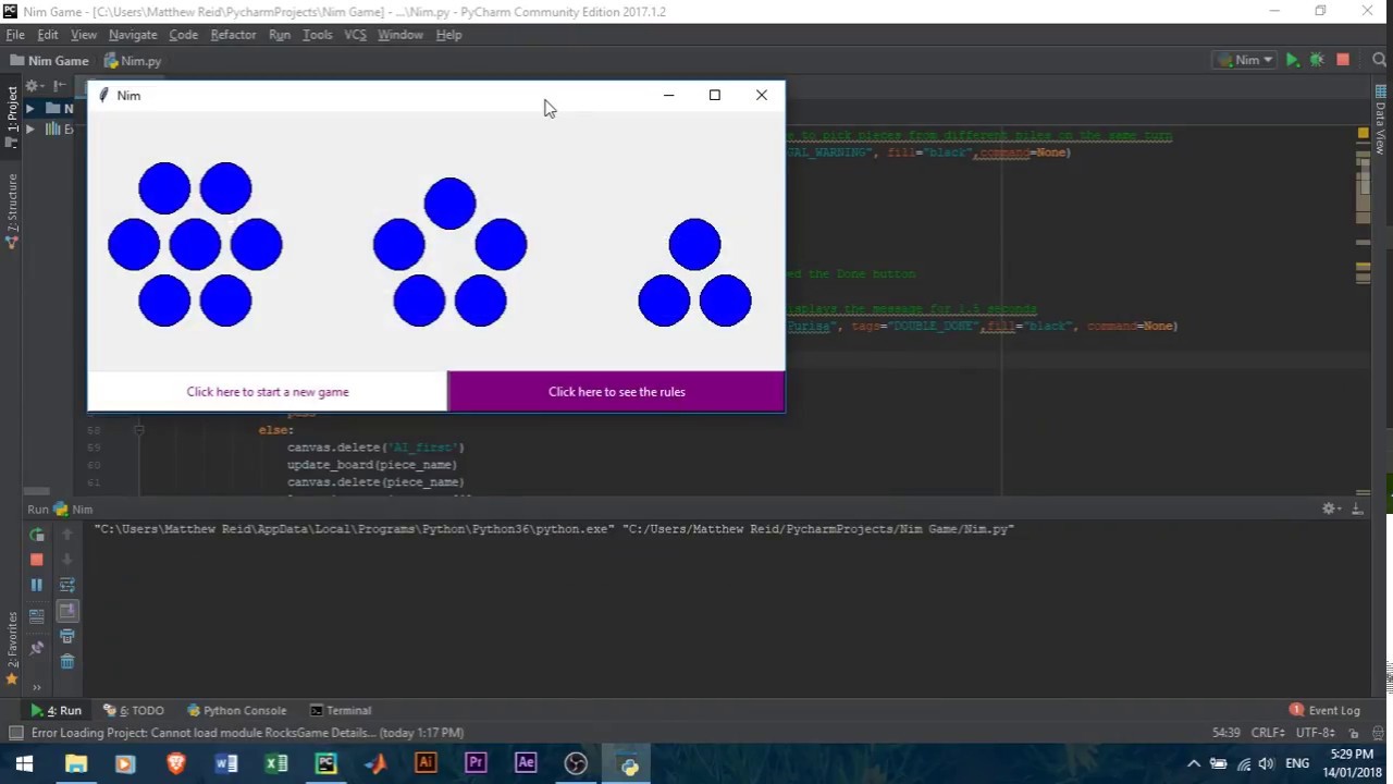Nim Game on Python 3 using Tkinter