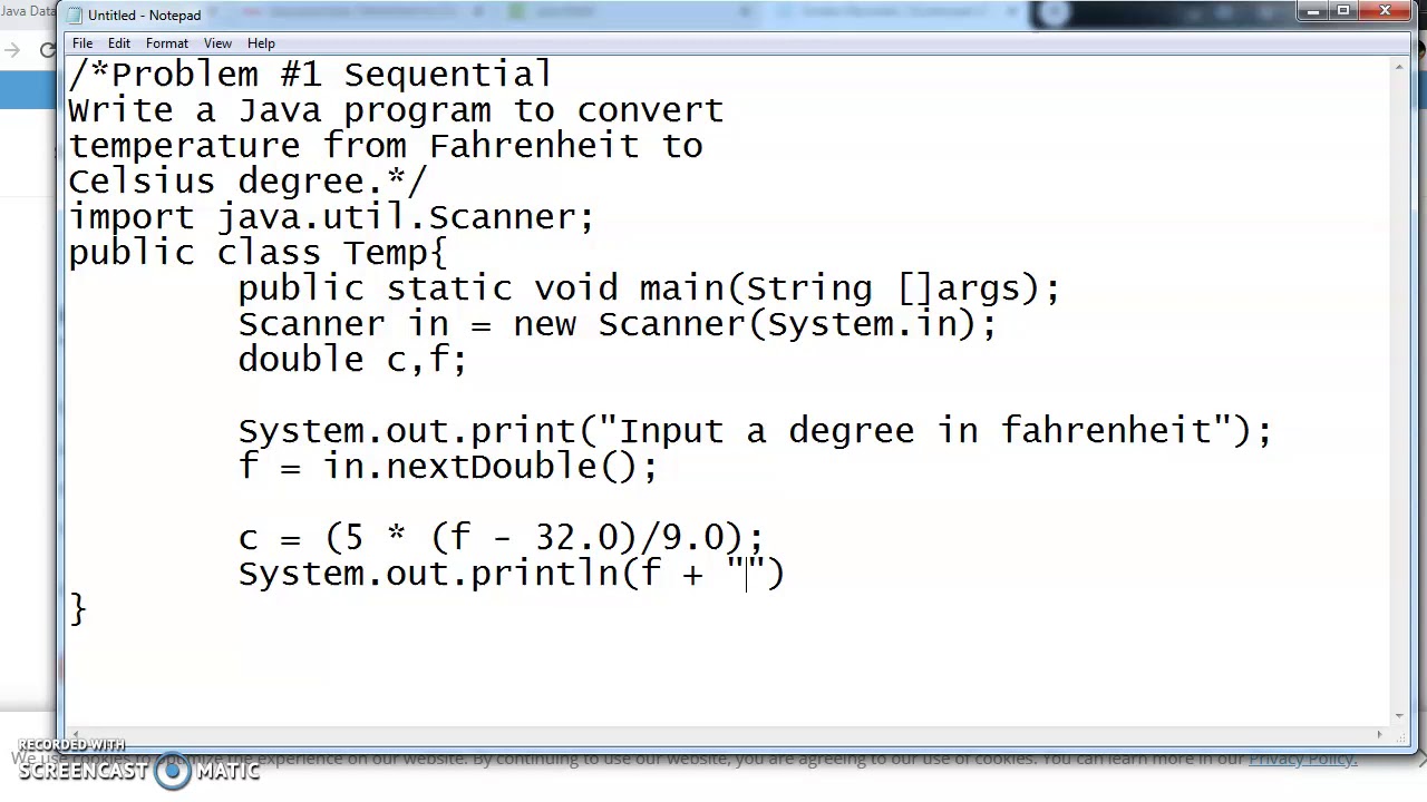 Basic Java Tutorial 2: Temperature Conversion