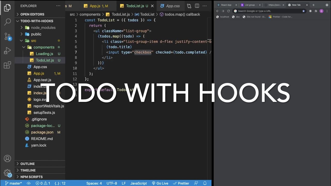 ReactJs Todo List with Hooks using Axios, JSONPlaceholder and Bootstrap