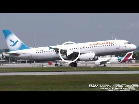 Airbus A320 - Freebird Airlines TC-FHG - landing at Munich Airport