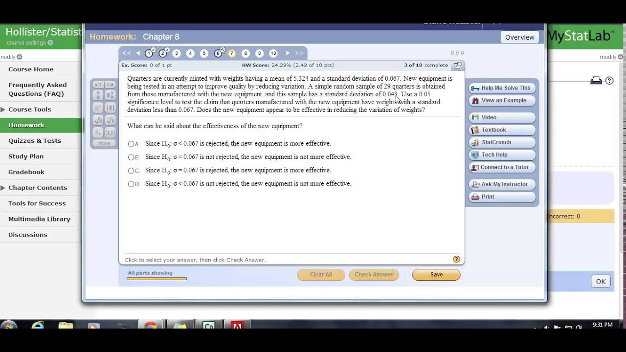 StatCrunch Chapter 8 Homework