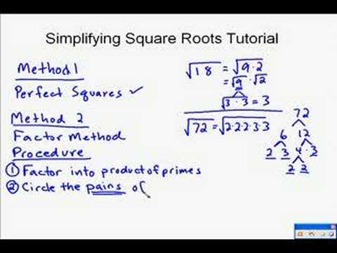A19 Simplifying Square Roots - Prime Factorization Method