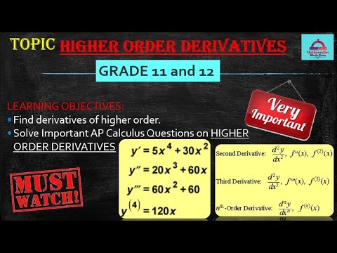 AP Calculus AB-Unit-3-Mathematics | Higher Order Derivatives | Grade 11 & 12