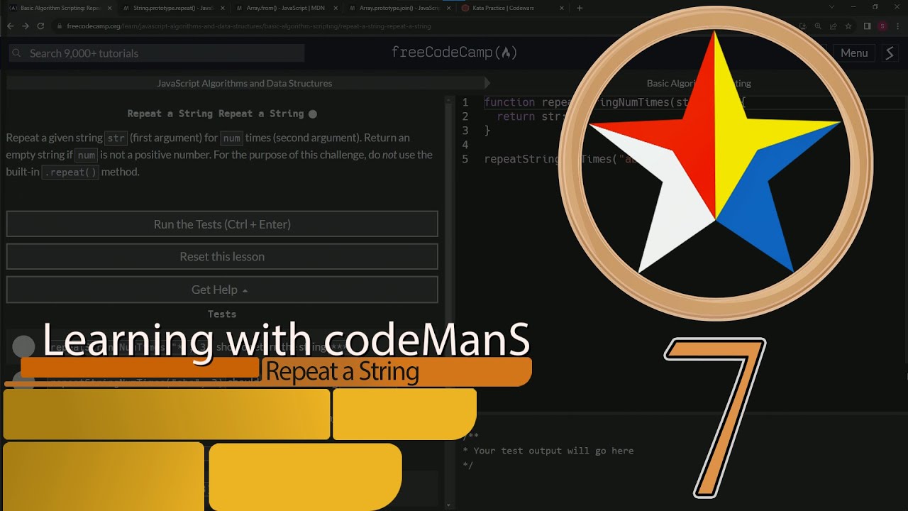 JavaScript Basic Algorithm Scripting: Repeat a String Repeat a String | FreeCodeCamp