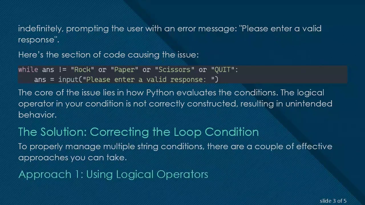 Master the While Loop with Multiple String Conditions in Python