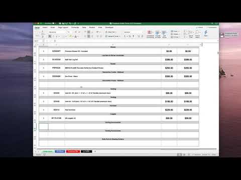 Napoleon Fireplace Excel Order Sheet v3.2 Demo Video - Included VFLookup's & VBA Macro Buttons