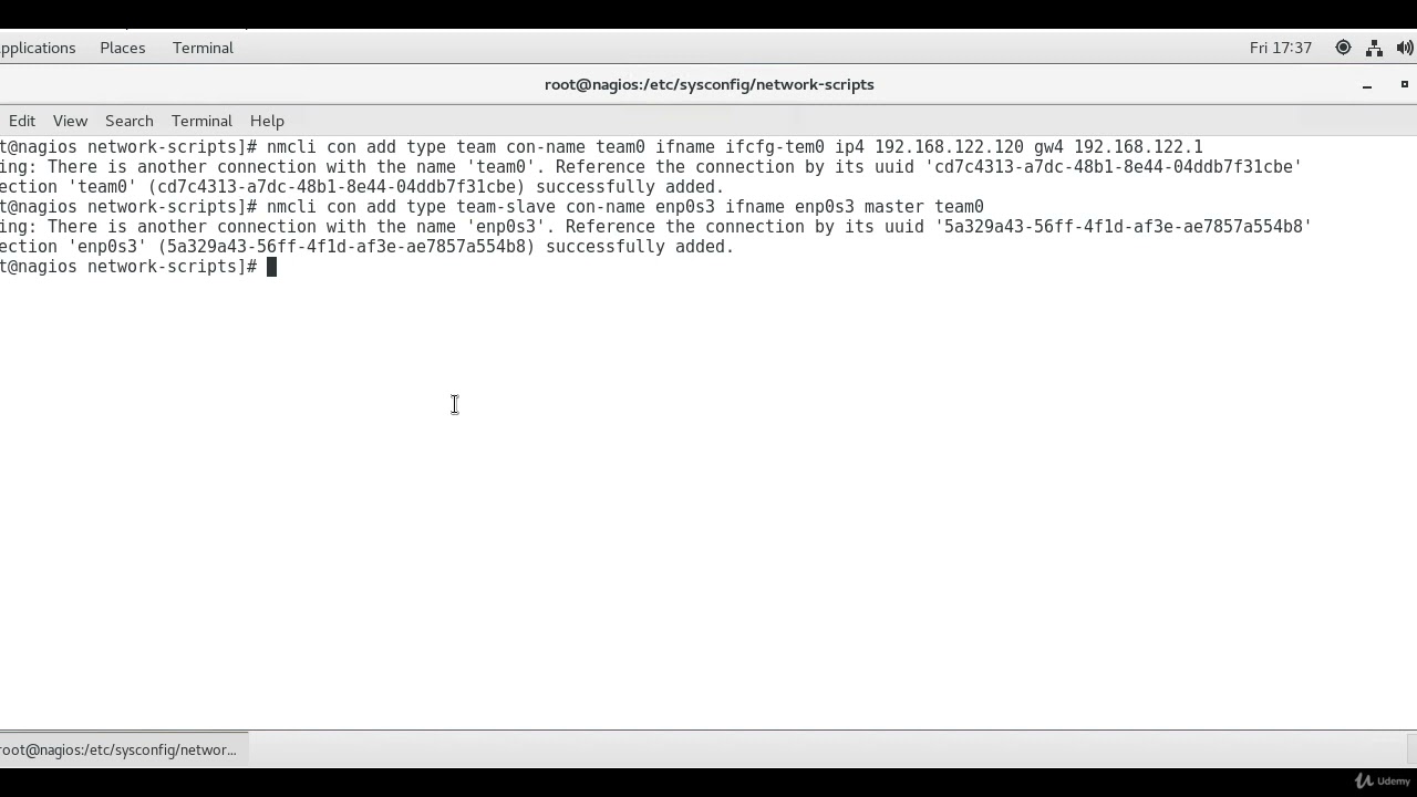 RHCE - Using nmcli to create teaming
