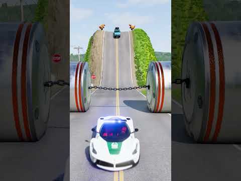 Cars & School Bus vs Chained Hydraulic Crush - BeamNG.Drive
