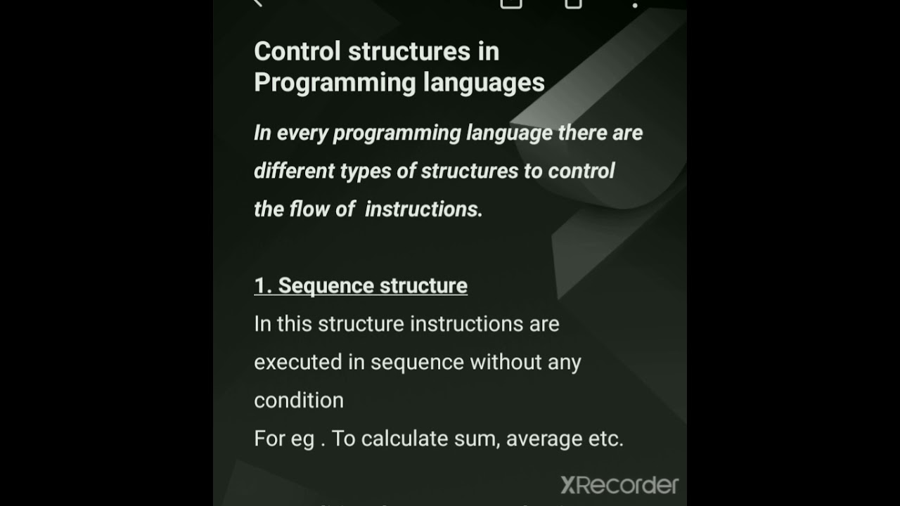 control structure in program | sequence selection iteration looping in program | control structures
