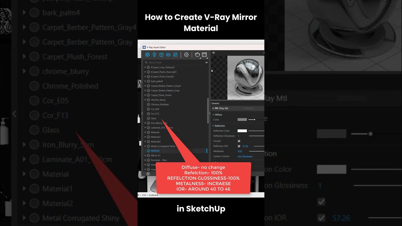 How to Create V-Ray Mirror Material in SketchUp | Step-by-Step Tutorial