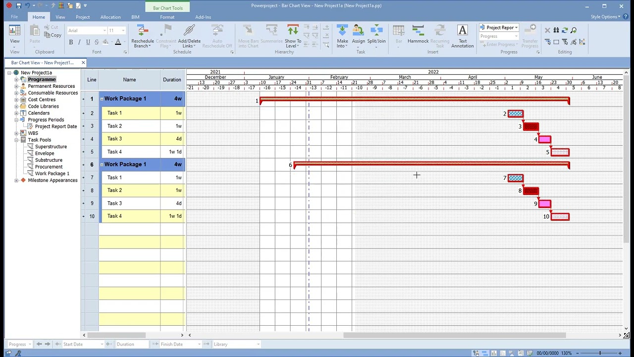 Using Task Pools in Powerproject