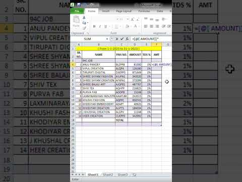 Excel 1001 | how to manage TDS in Excel #shortsindia #excel