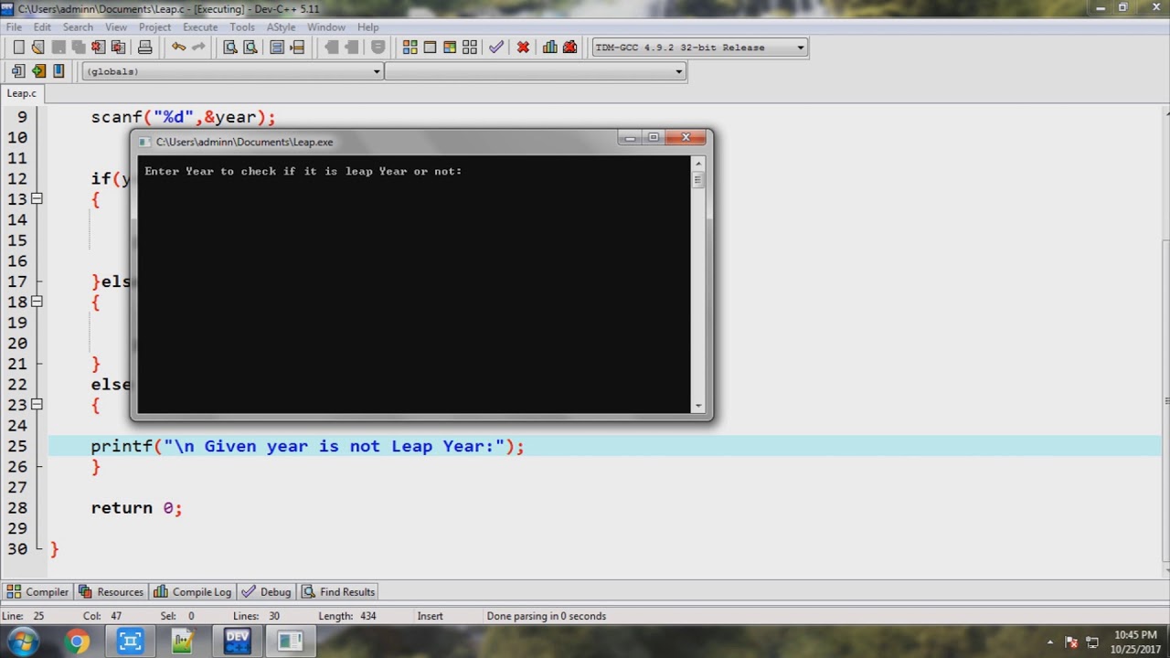c program to check a year is leap year or not using conditional operator
