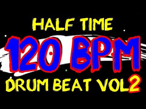 120 BPM - Half Time Drum Beat Rock 2 - 4/4 Drum Track - Metronome - Drum Beat
