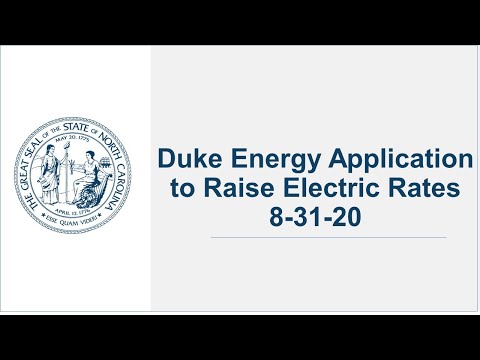 Duke Energy Application to Raise Electric Rates - 8/31/20
