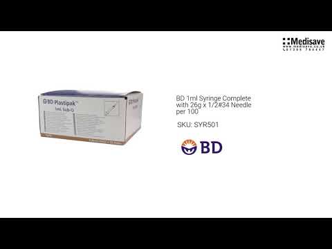 BD 1ml Syringe Complete with 26g x 1 2 34 Needle per 100 SYR501
