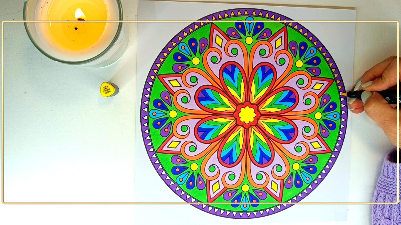 🌈 Relaxing Rainbow Mandala Coloring | Long Mindful Art Video for Stress Relief #mandala #coloriage