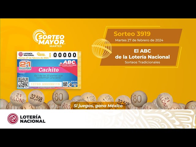 Actualidad - Lotería Nacional: Resultados del Sorteo Mayor 3919 del 27 ...