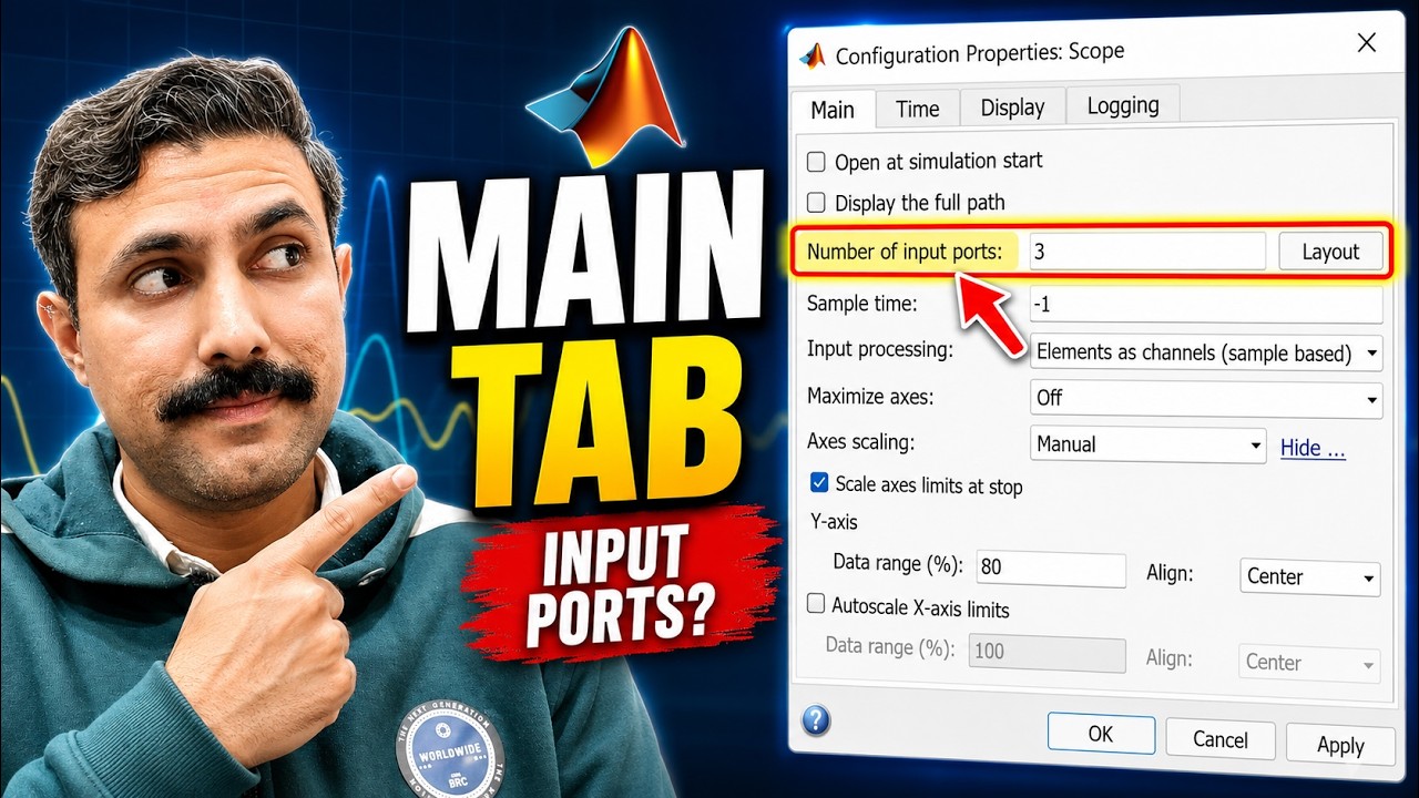 MATLAB Scope Main Tab Explained | Step-by-Step Tutorial with Example