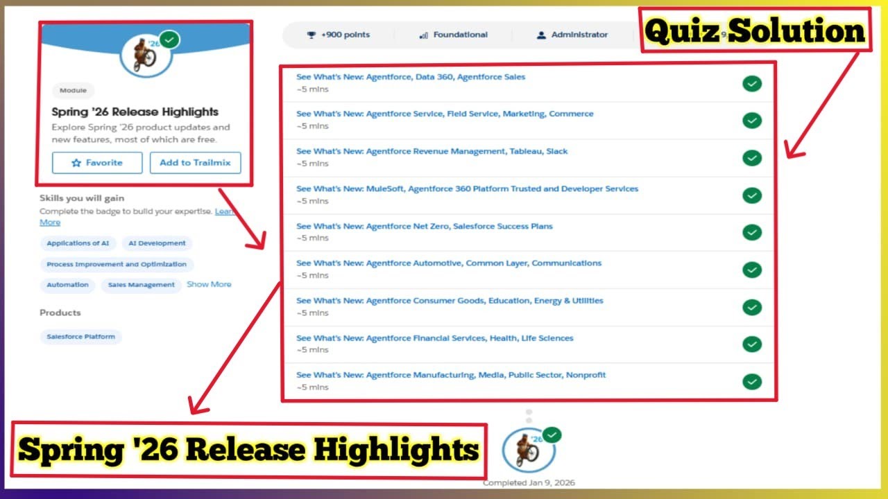 Spring ’26 Release Highlights | Salesforce Trailhead | Quiz Solution