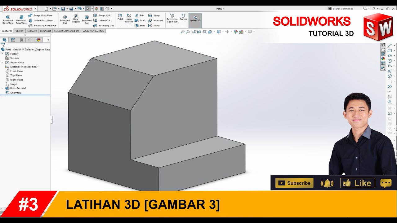 SOLIDWORKS | #3 LATIHAN DASAR 3D [GAMBAR 3]