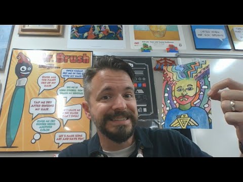 Crazy Hair Self Portrait - Early Elementary Art Lesson featuring Line Patterns