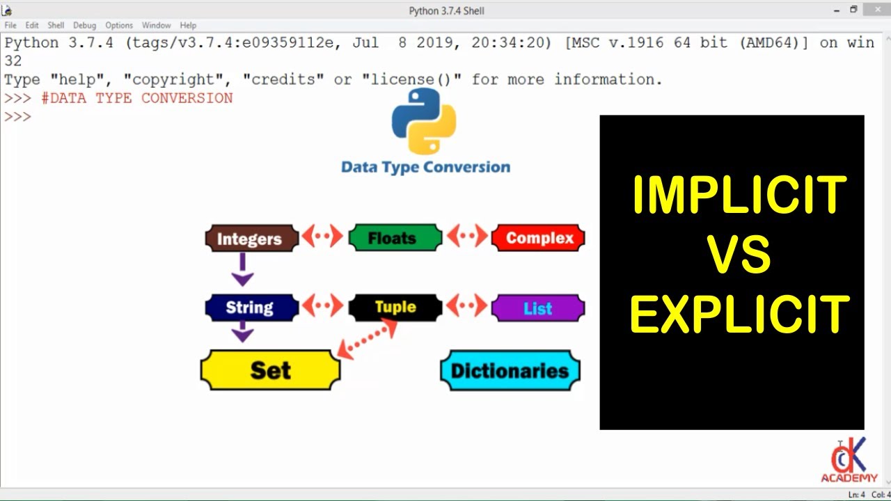 Python 3 Tutorial | Data Type Conversion | implicit vs Explicit