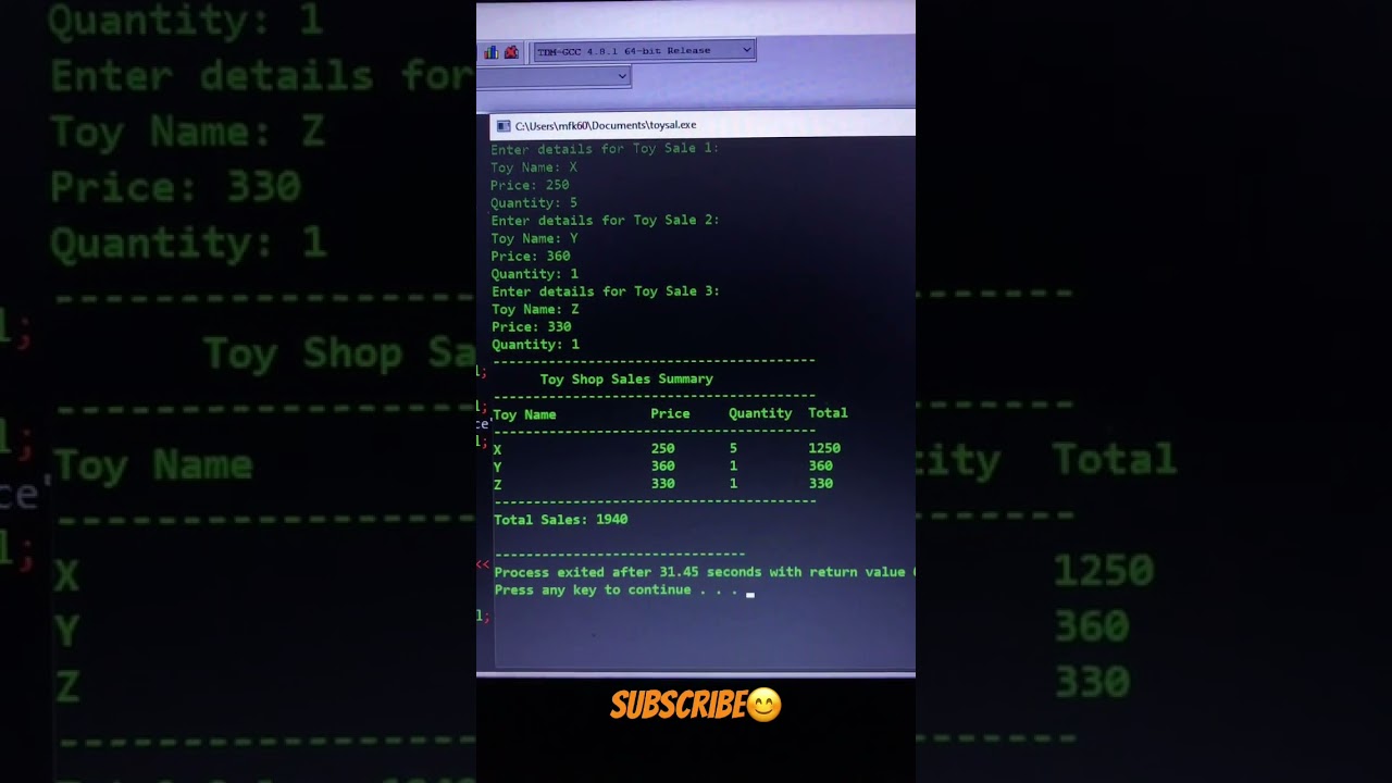 sales chart IDE dev c++ #cppprogramming