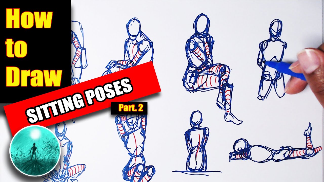 How to draw sitting poses: Step by Step Easy