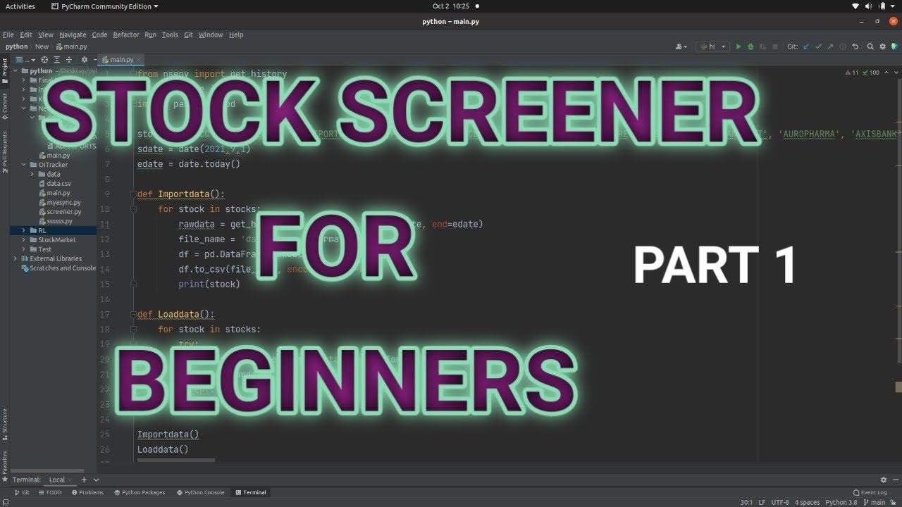 Stock Screener in Python for beginners part 1 | #python