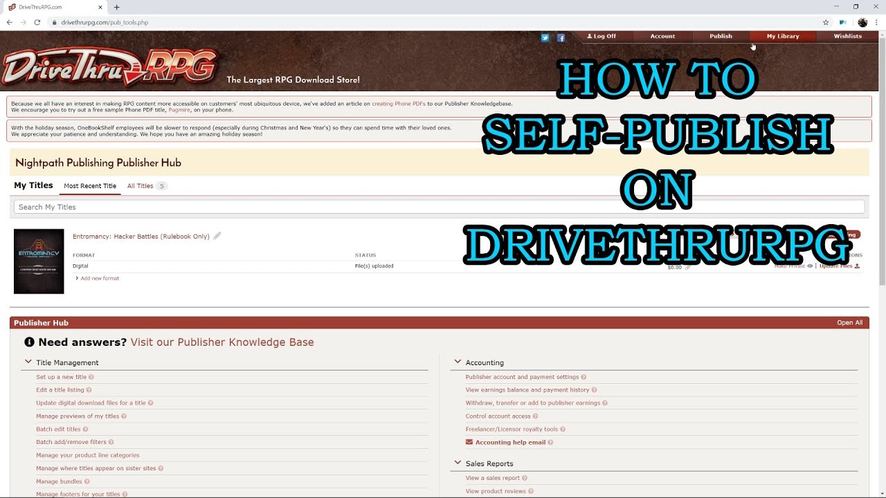 How to Self-Publish on DriveThruRPG | Self-Publisher's Handbook