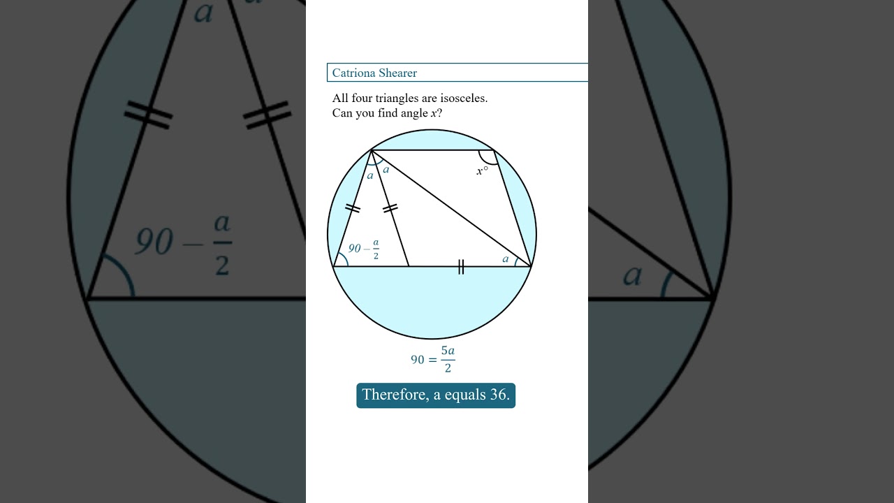 All four triangles are isosceles  Can you find angle x? #maths #exam #geometry #education