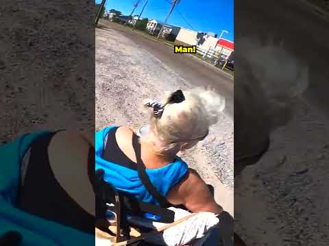 Biker helps lady in a wheelchair ❤️ @velshyrym3935