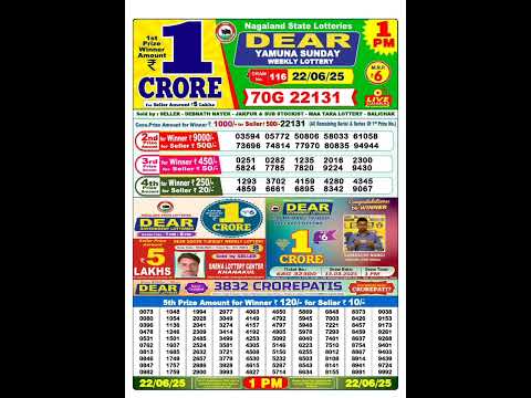 Nagaland lottery result today 1pm  22/06/2025 -  morning Nagaland State Lottery Result Pdf.