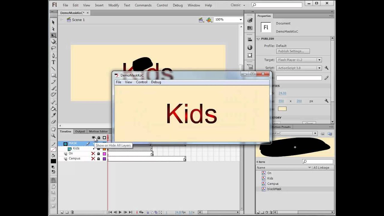 Flash Vid6: Using a Mask Layer