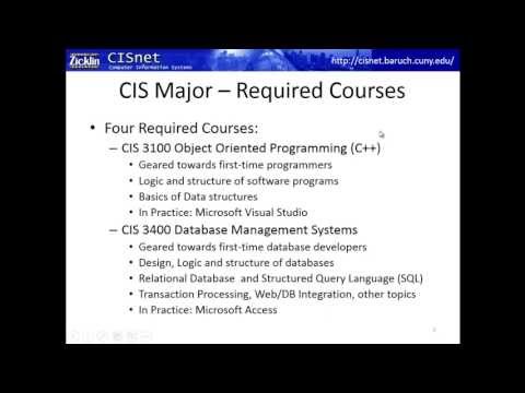 Introduction to the CIS Major at Baruch College (OLD VIDEO)