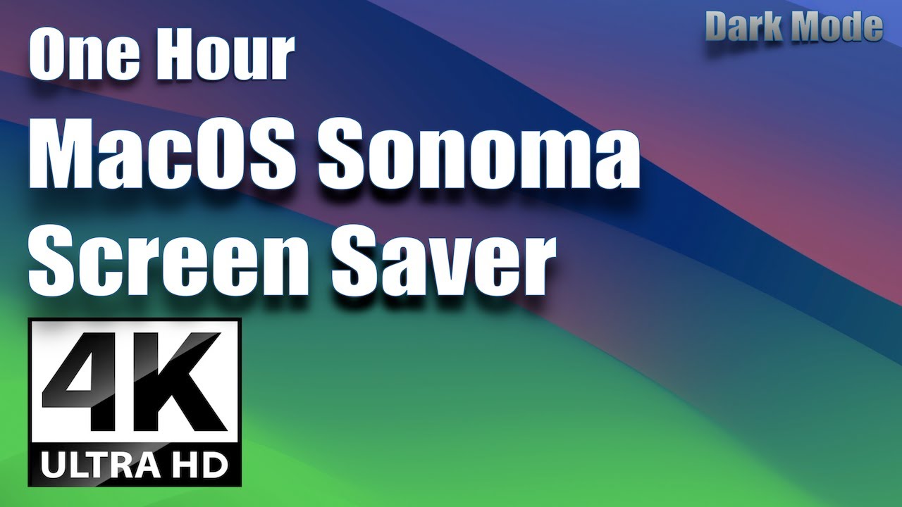 New MacOS Sonoma Screen Saver in 4K (Dark Mode) - 1 Hour - No Music