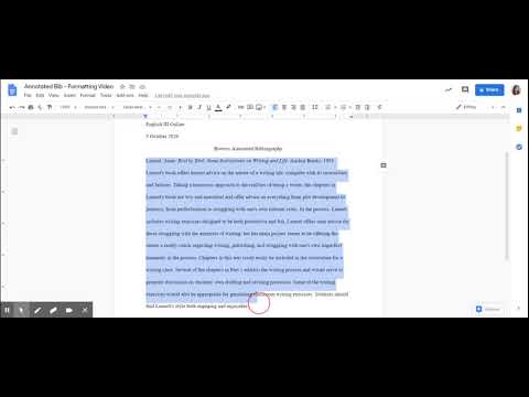 Annotated Bib - Formatting Video - Google Docs