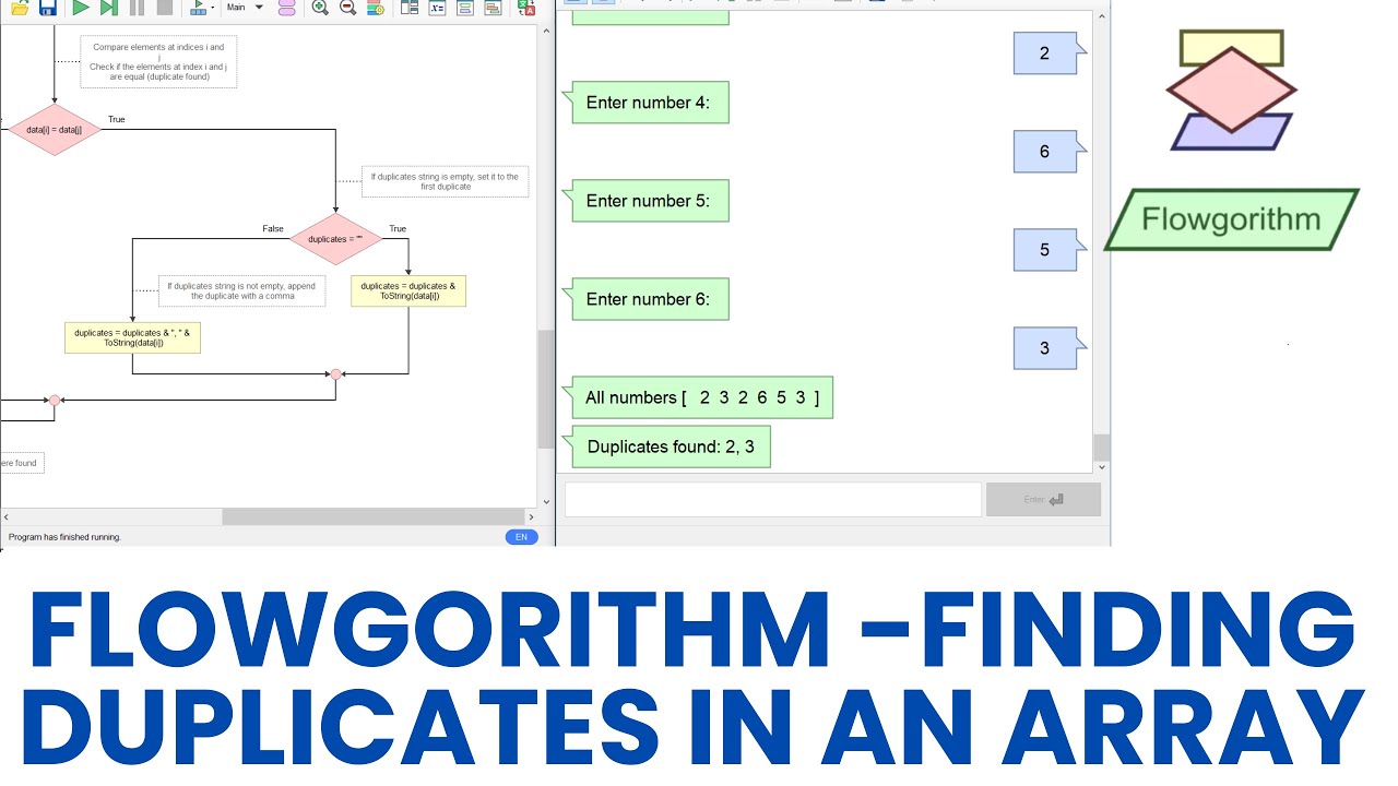 Flowgorithm - Finding Duplicates in an Array.