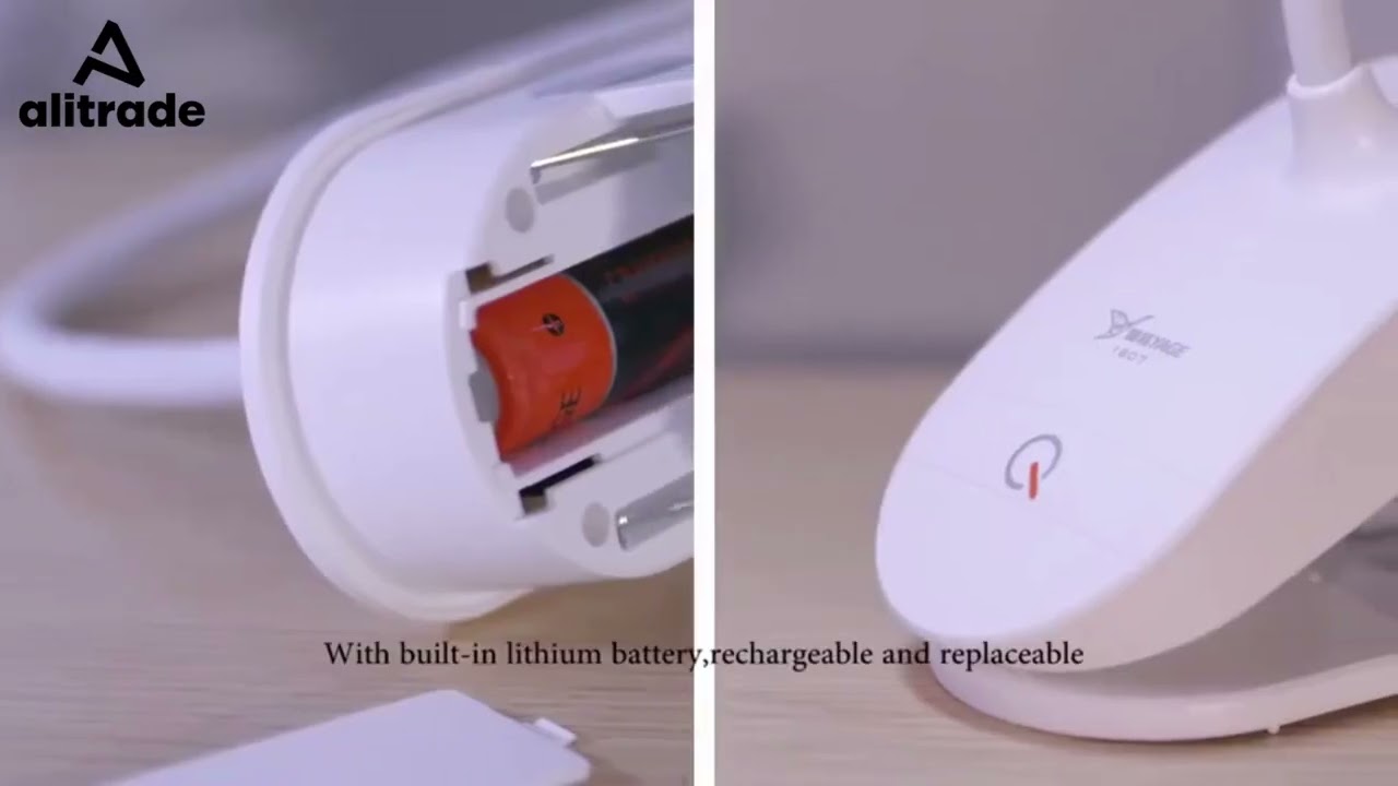 Lámpara Velador Pinza Led Recargable Táctil Flexible Dimmer