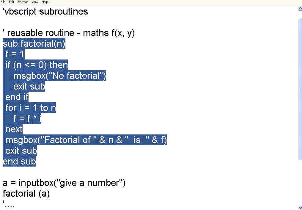 VBScript 8 Subroutines Functions