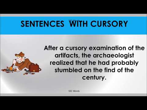 CURSORY # Improve English # Meaning and 5 sentences # GRE CAT GMAT word # SSC Words