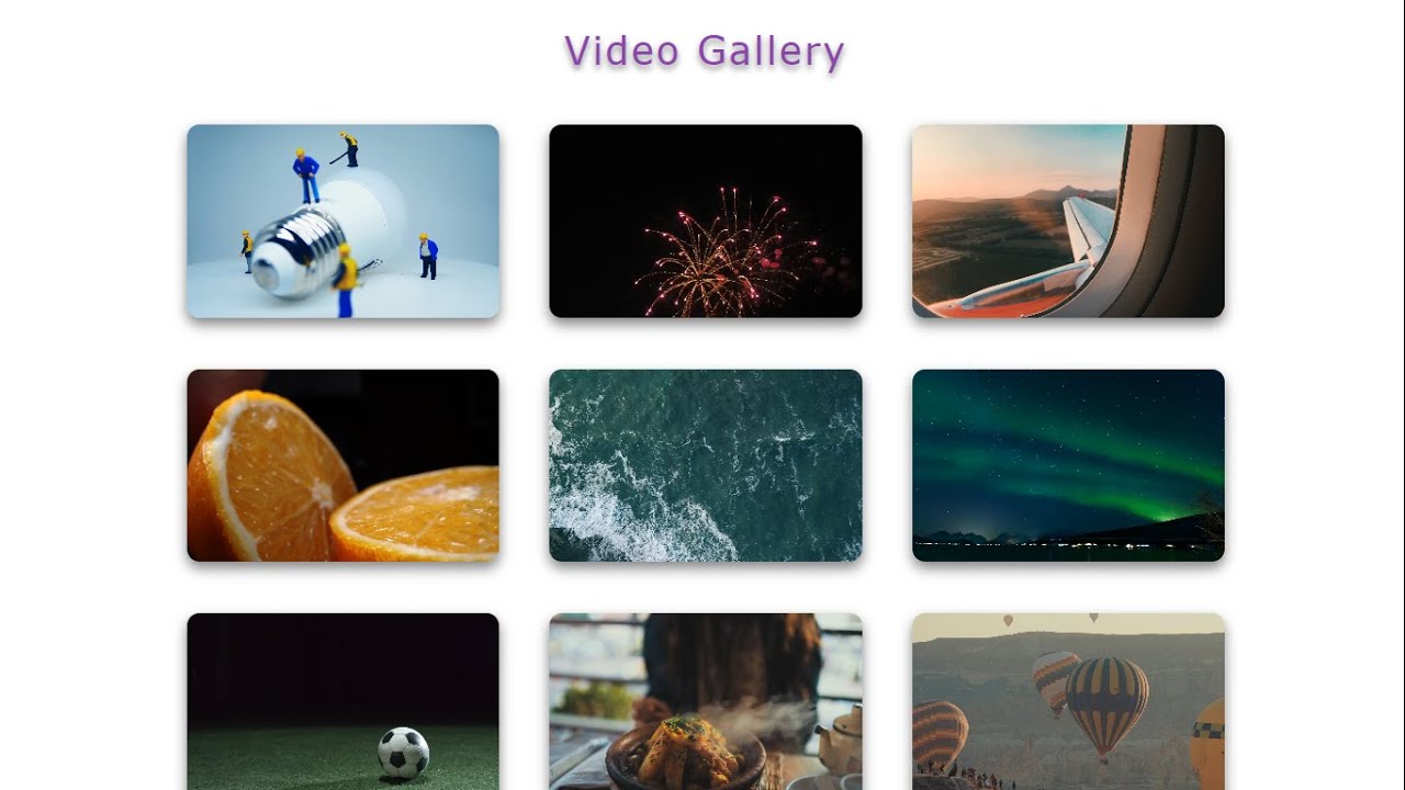 Responsive Video Gallery Using HTML5 /CSS3 / Vanilla Javascript