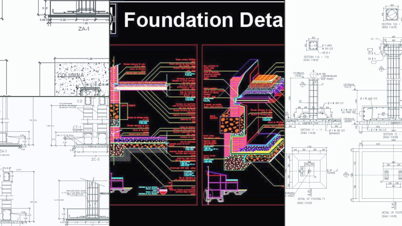 【Download CAD Blocks,Drawings,Details,3D,PSD Blocks】Foundation Detail Drawings